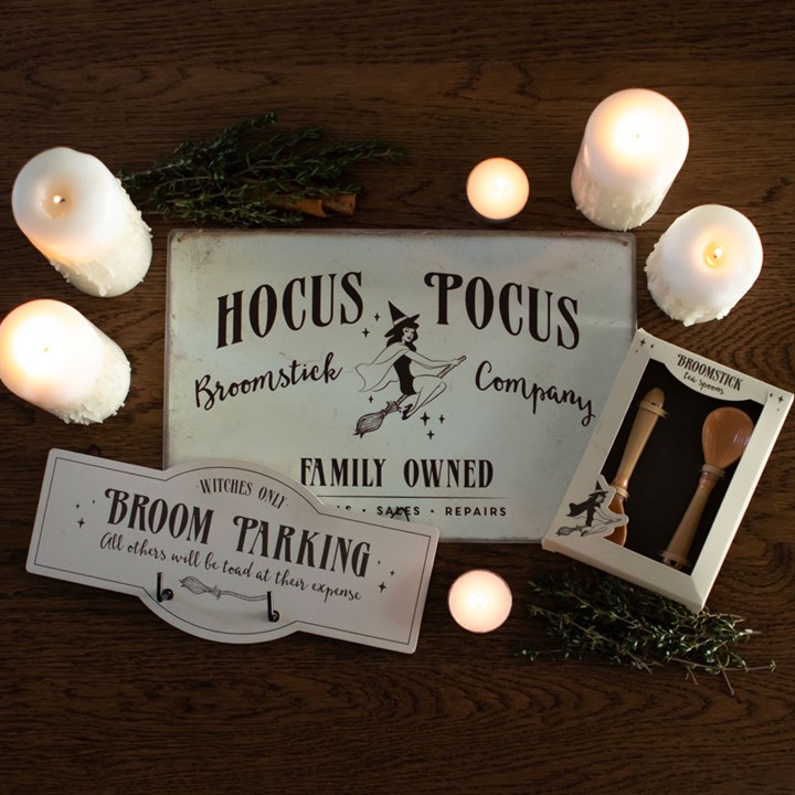 Hocus Pocus Broomstick Company Metal Hanging Sign - Something Different ...