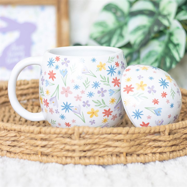 Spring Floral Print Egg Shaped Mug - Something Different Wholesale