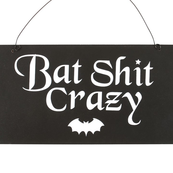 20cm Bat Shit Crazy Hanging Sign - Something Different Wholesale