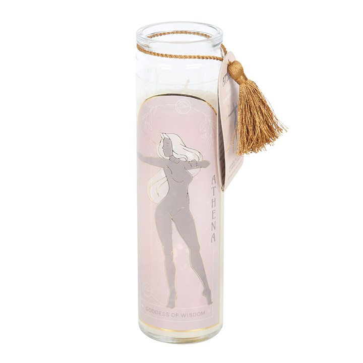 Athena Goddess Tube Candle with Clear Quartz Crystals - Something ...