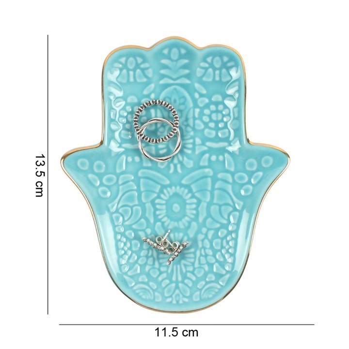 Turquoise Hamsa Hand Jewellery Dish - Something Different Wholesale