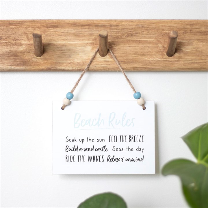 Beach Rules Hanging Sign - Something Different Wholesale