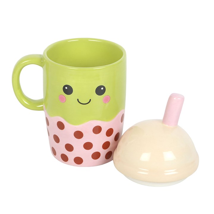 Kawaii Bubble Tea Lidded Mug - Something Different Wholesale