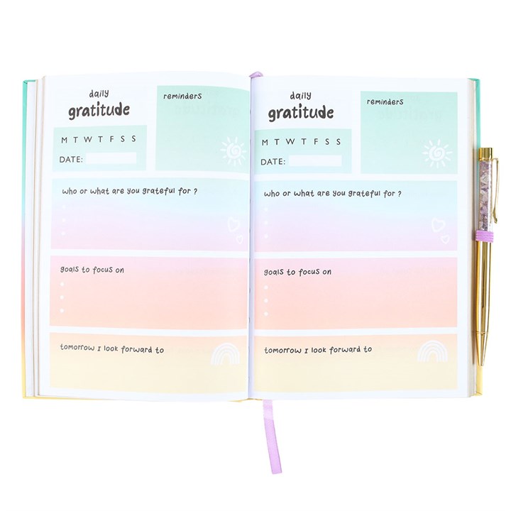 Multicoloured Gratitude Journal with Amethyst Pen - Something Different ...