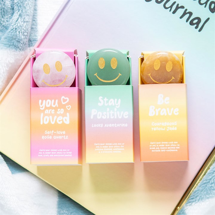 You Are Loved Rose Quartz Happy Face Crystal - Something Different ...