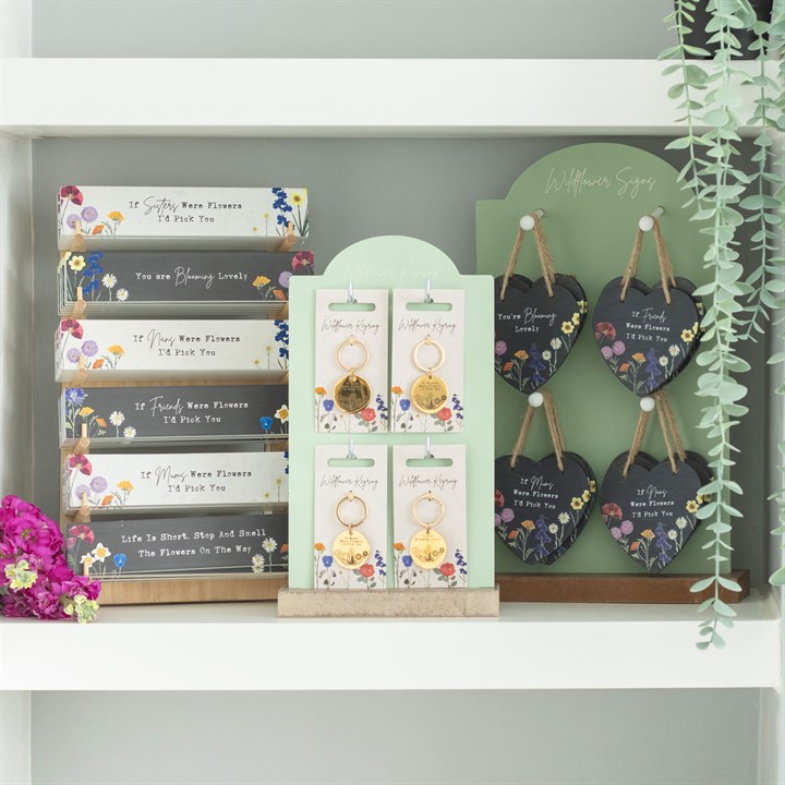 Set of 36 Wildflower Block Signs on Display - Something Different Wholesale