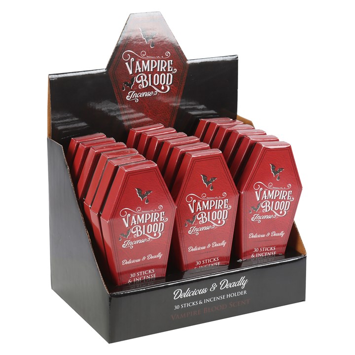 Set of 18 Vampire Blood Incense Stick Packs with Coffin Holder ...
