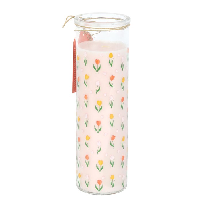 Tulip Print French Tulip Tube Candle - Something Different Wholesale