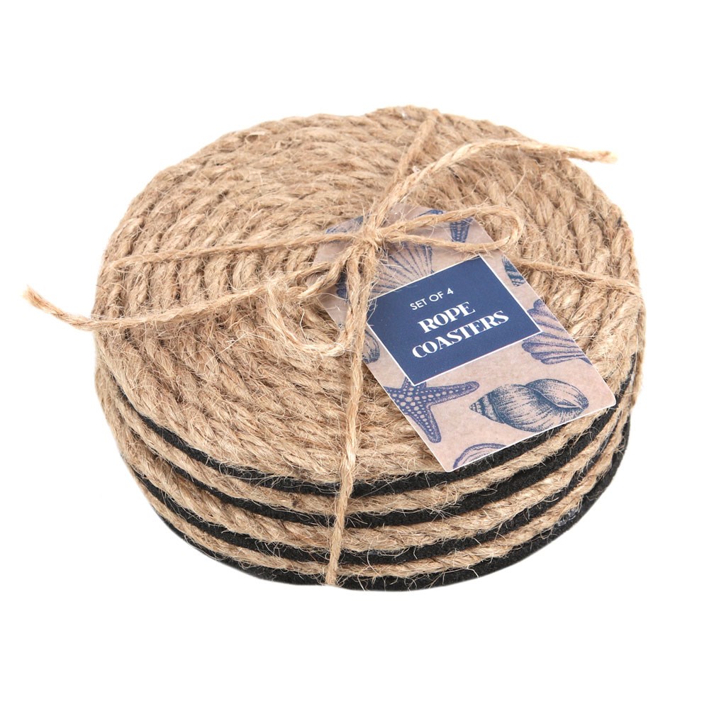 Coastal Charm Rope Coaster Set - Something Different Wholesale