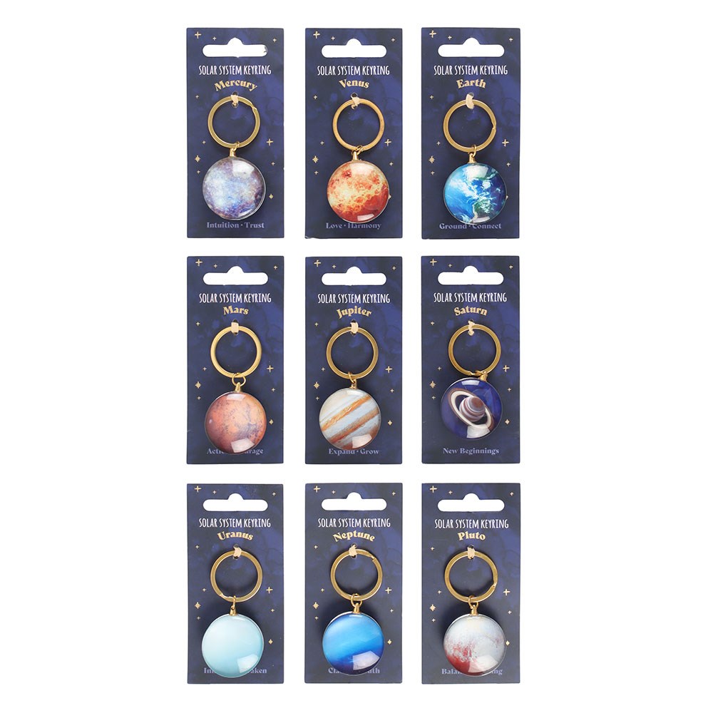 Set of 9 Solar System Keyrings - Something Different Wholesale
